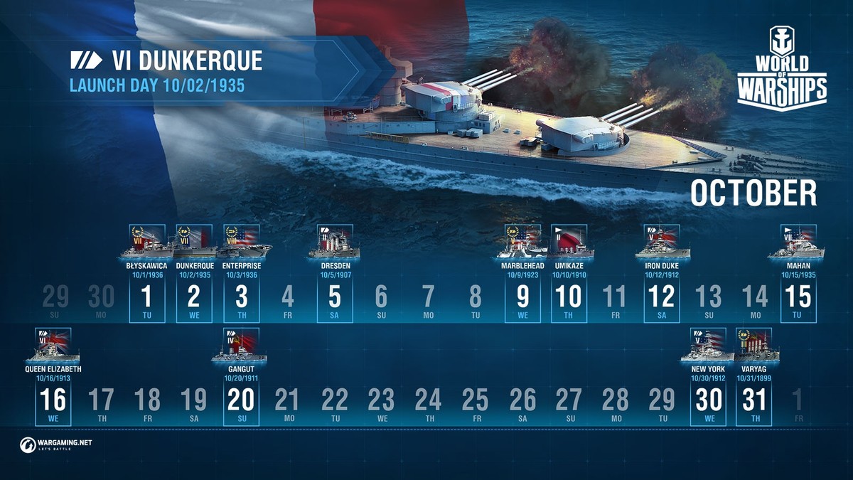 Launch Day Calendar: October | World of Warships